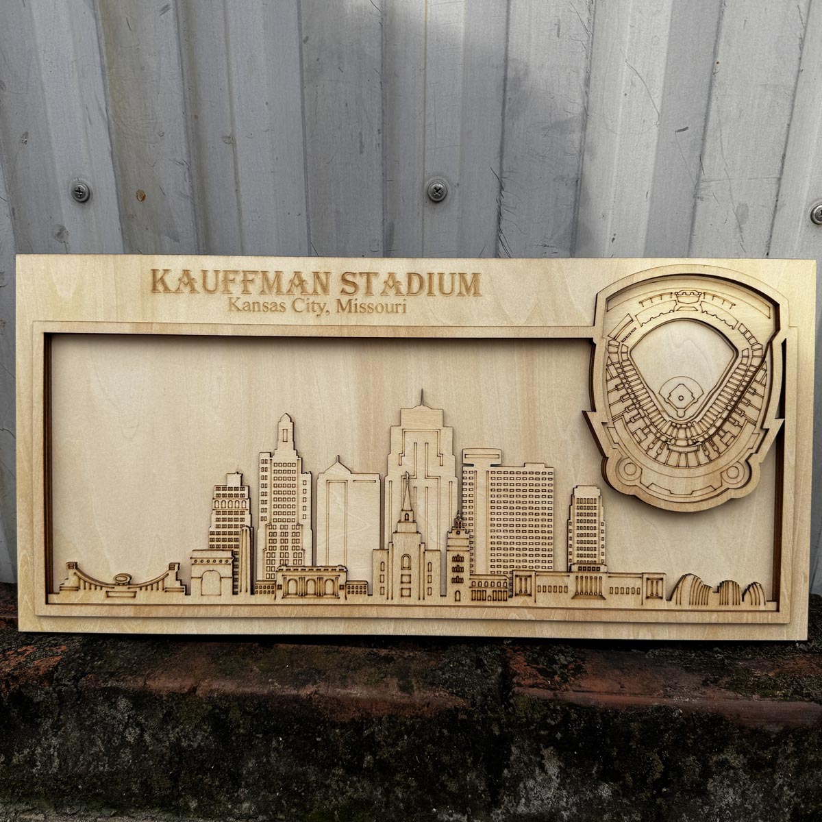 Kauffman Stadium & Kansas City, Missouri Skyline Wood Sign – Archi Gifts