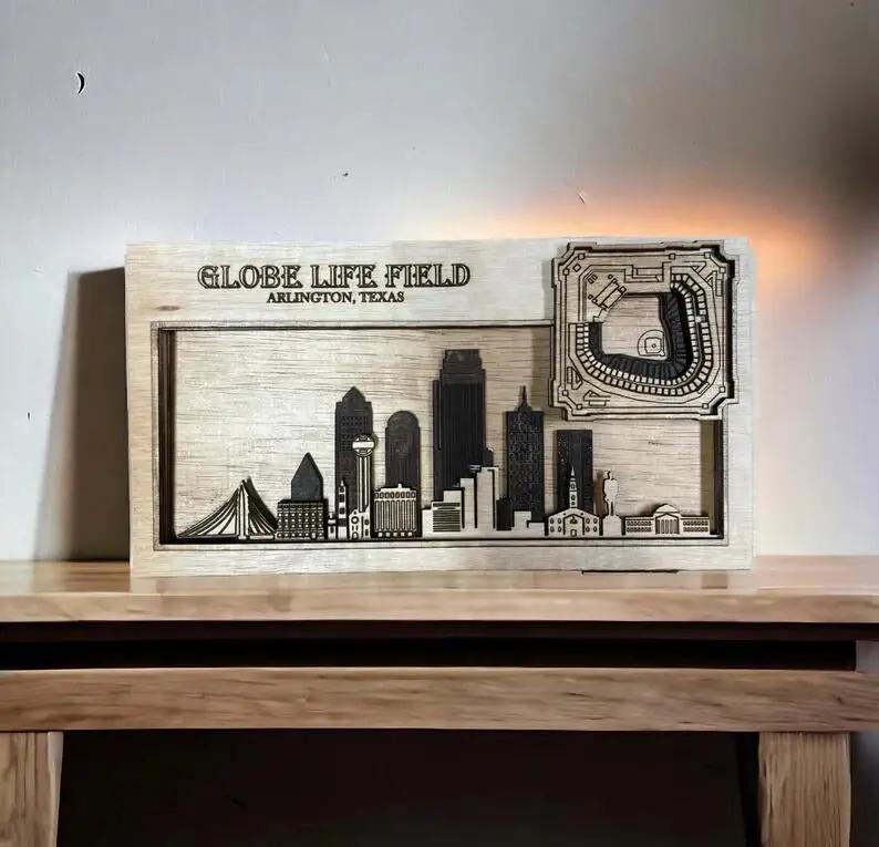 Arlington, Texas Skyline and 3D Baseball Stadium– Archi Gifts